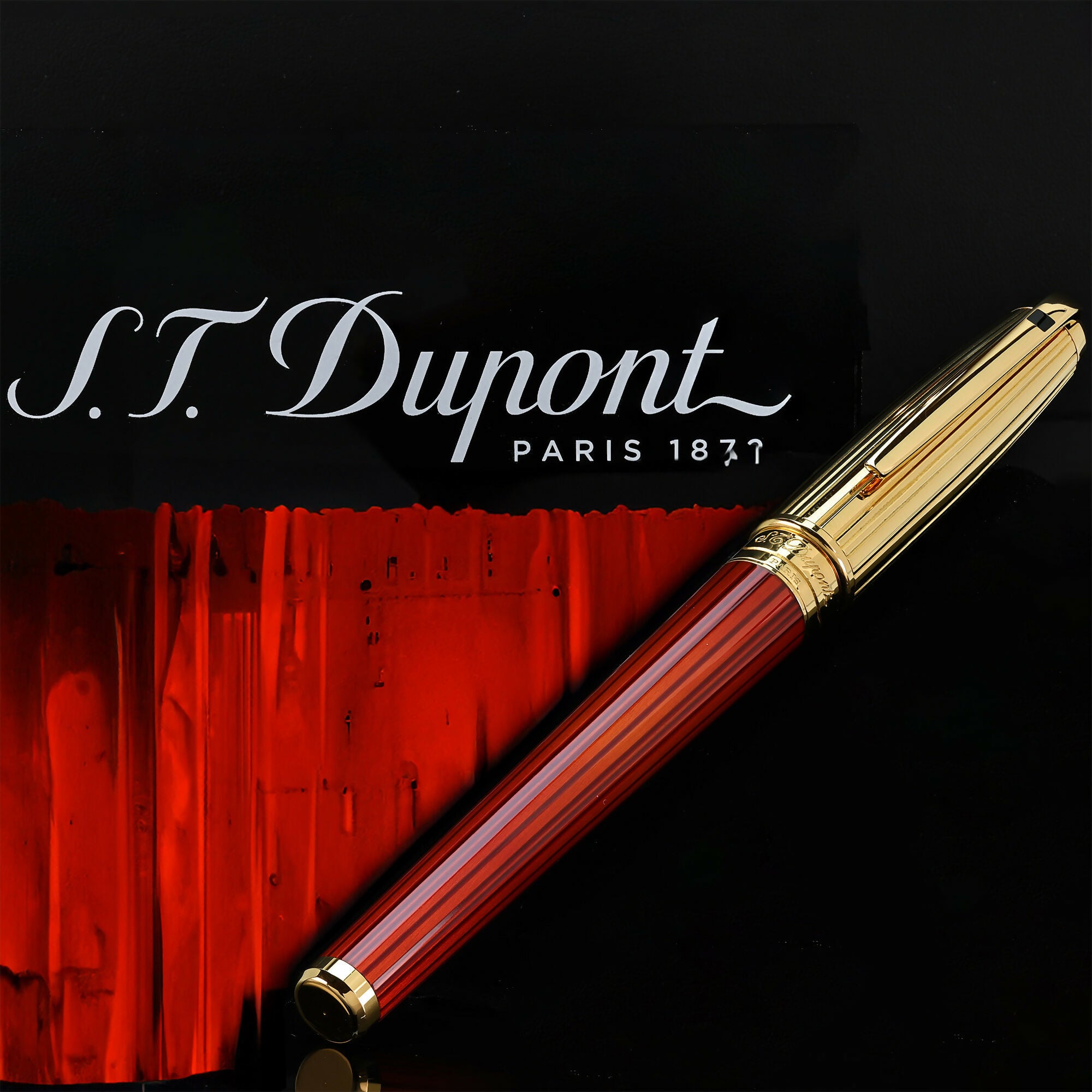 S.T. Dupont Olympio Red Stripe with Gold Cap FP – The Pleasure of Writing