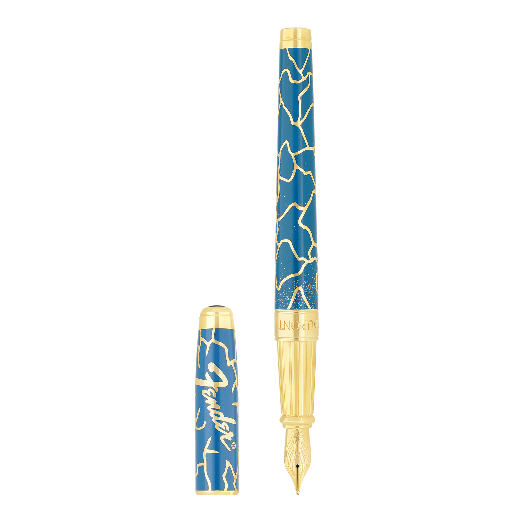 S.T. Dupont Line D Eternity Large Fender Blue & Gold - Fountain Pen ...