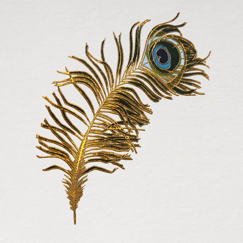 The Pleasure of Writing Engraved Cards - Peacock Feather (6ct)