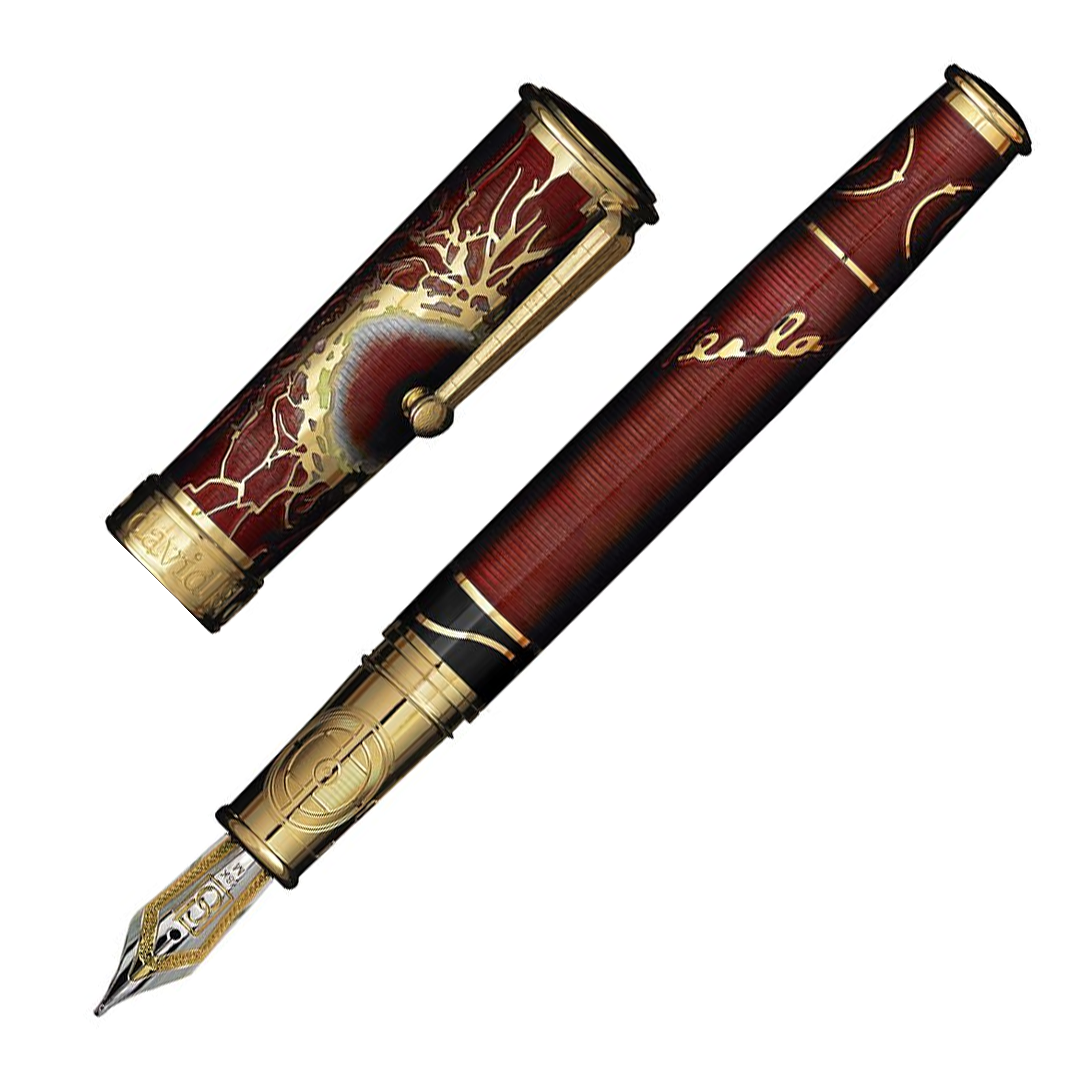 David Oscarson Tesla Fountain Pen - Translucent Red Gold – The Pleasure ...