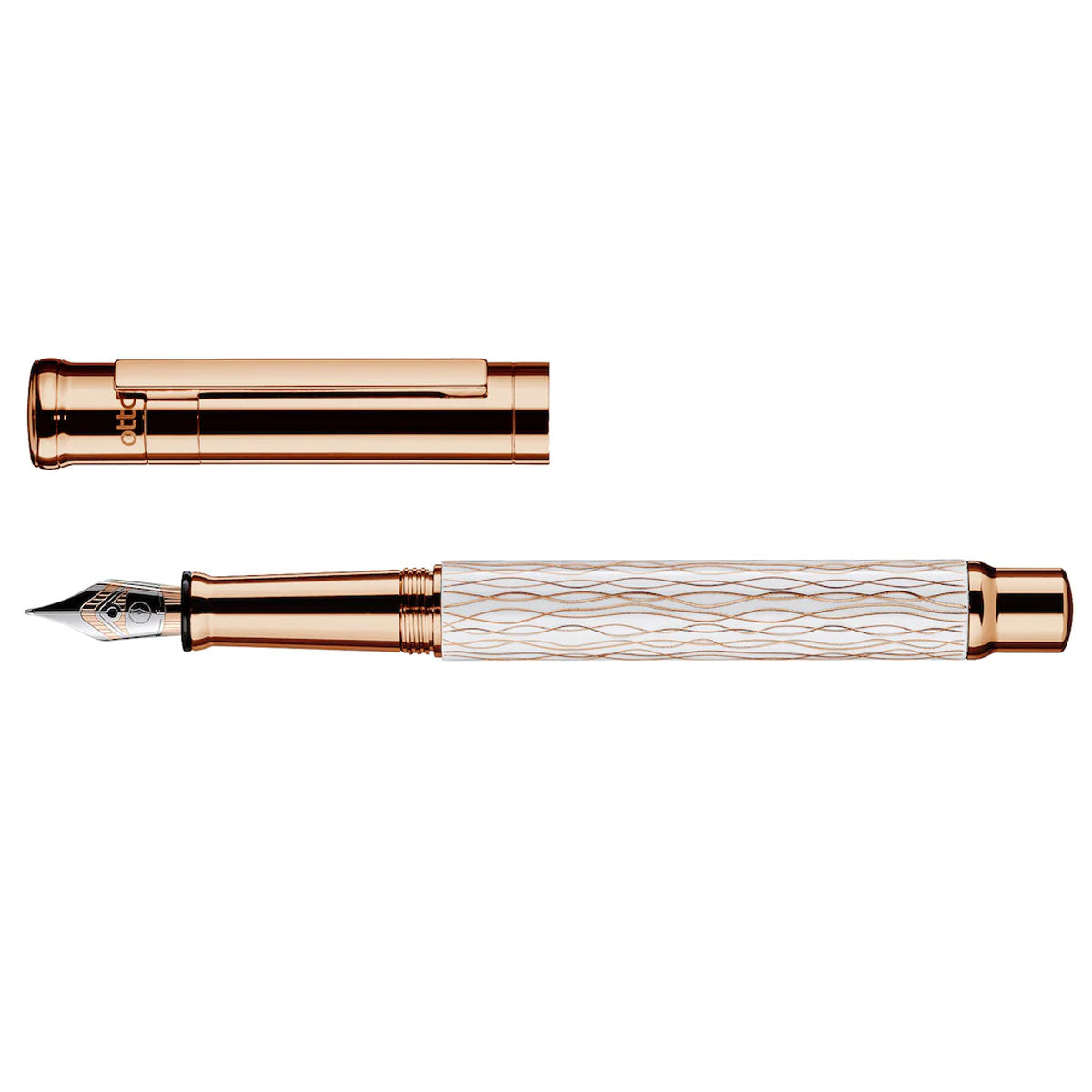 Otto Hutt Design 04 White and Rose Wave 18K Gold Nib - Fountain Pen ...